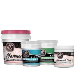 KIT LT Shine Marmorite 4KG Branco + Resina 900ML + Primer Universal 1KG + Cera Atóxica 700G