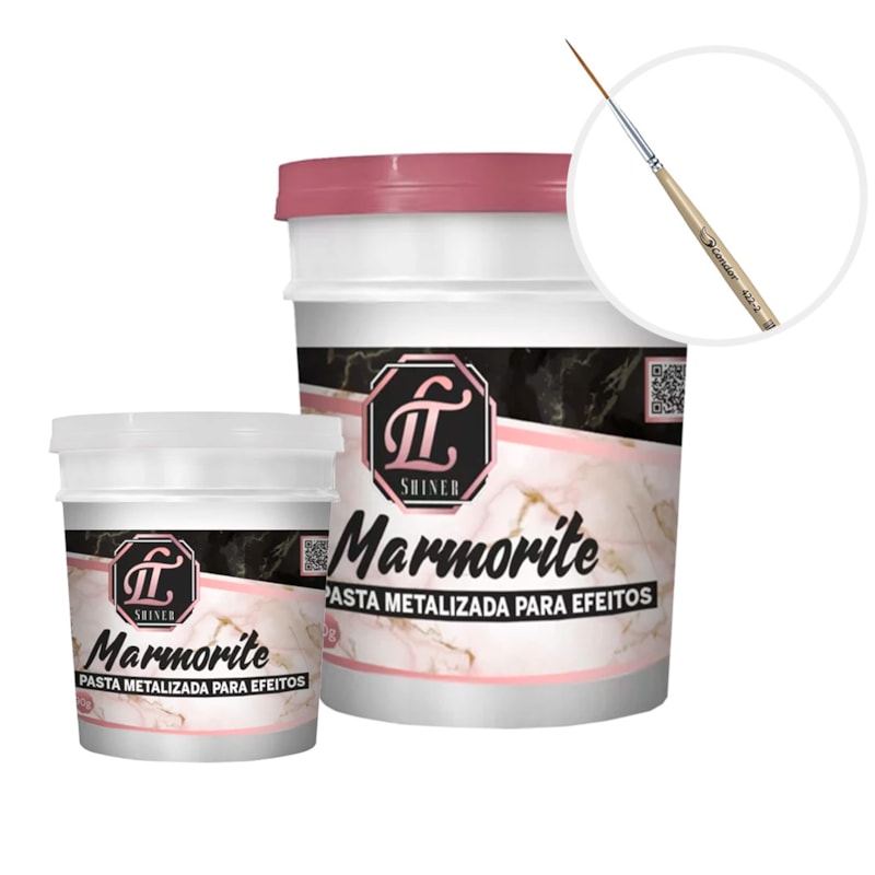 KIT Marmorite 4KG Base + Pasta Metalizada Cobre + Pincel 422-2 - Escuta o Veio