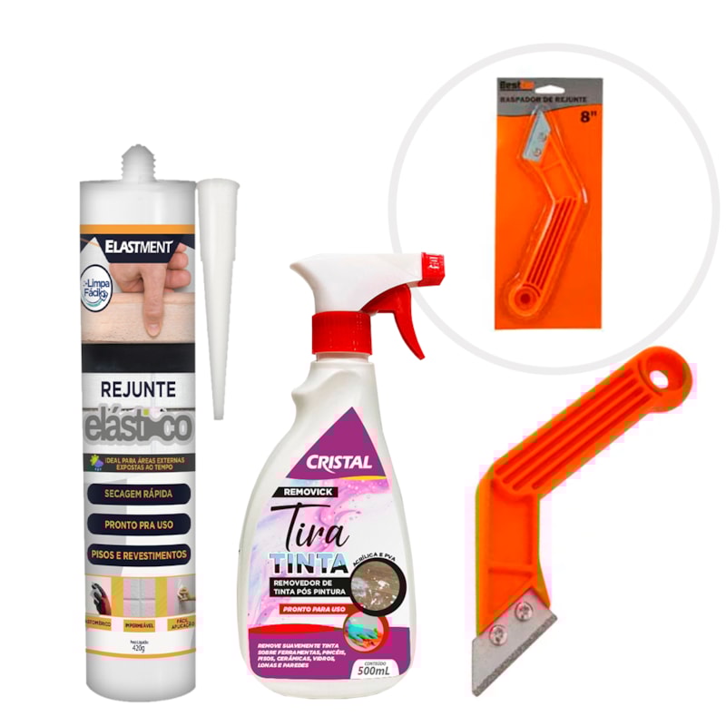 KIT Novo Rejunte - Tira Tintas 500ML + Rejunte Elástico Branco ...
